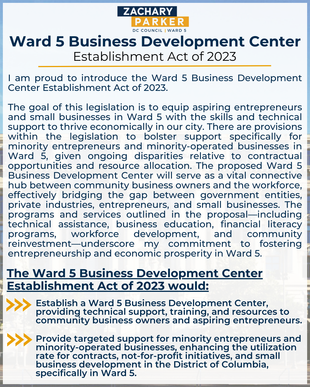 Ward 5 Small Business Development Center Establishment Act of 2023 – Official Website of Ward 5 ...